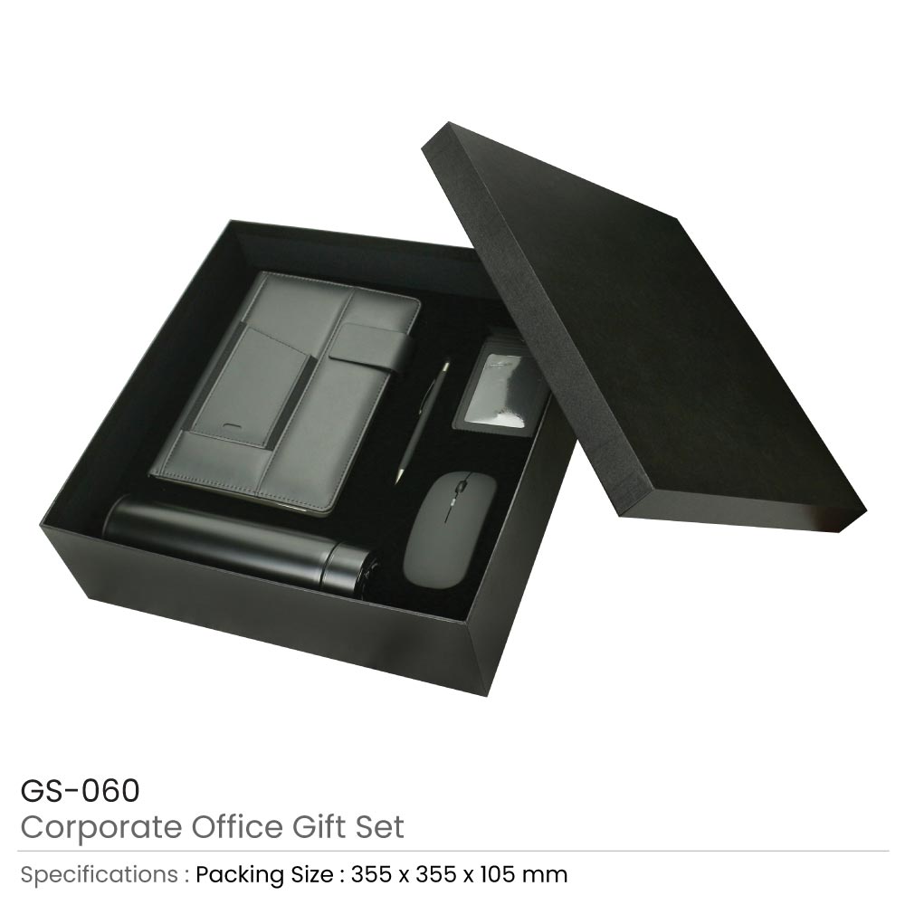 Corporate Office Gift Set in Black Cardboard Box | Promotional Gifts ...