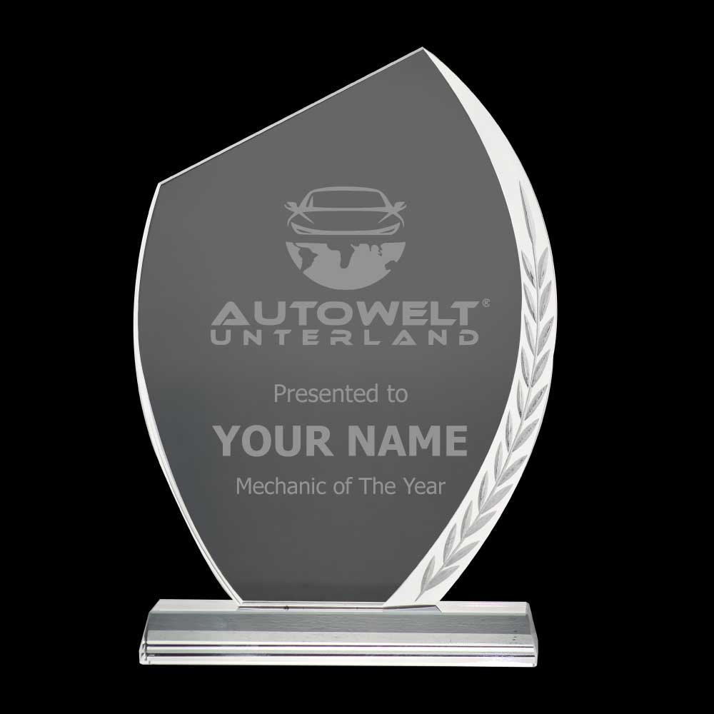 Engraved Leaf Crystal Awards | Promotional Gifts, Customised Gifts ...