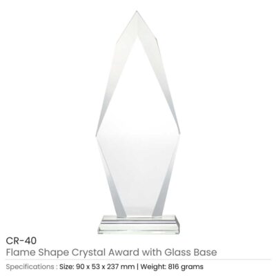 Flame Shaped Crystal Awards | Promotional Gifts Suppliers