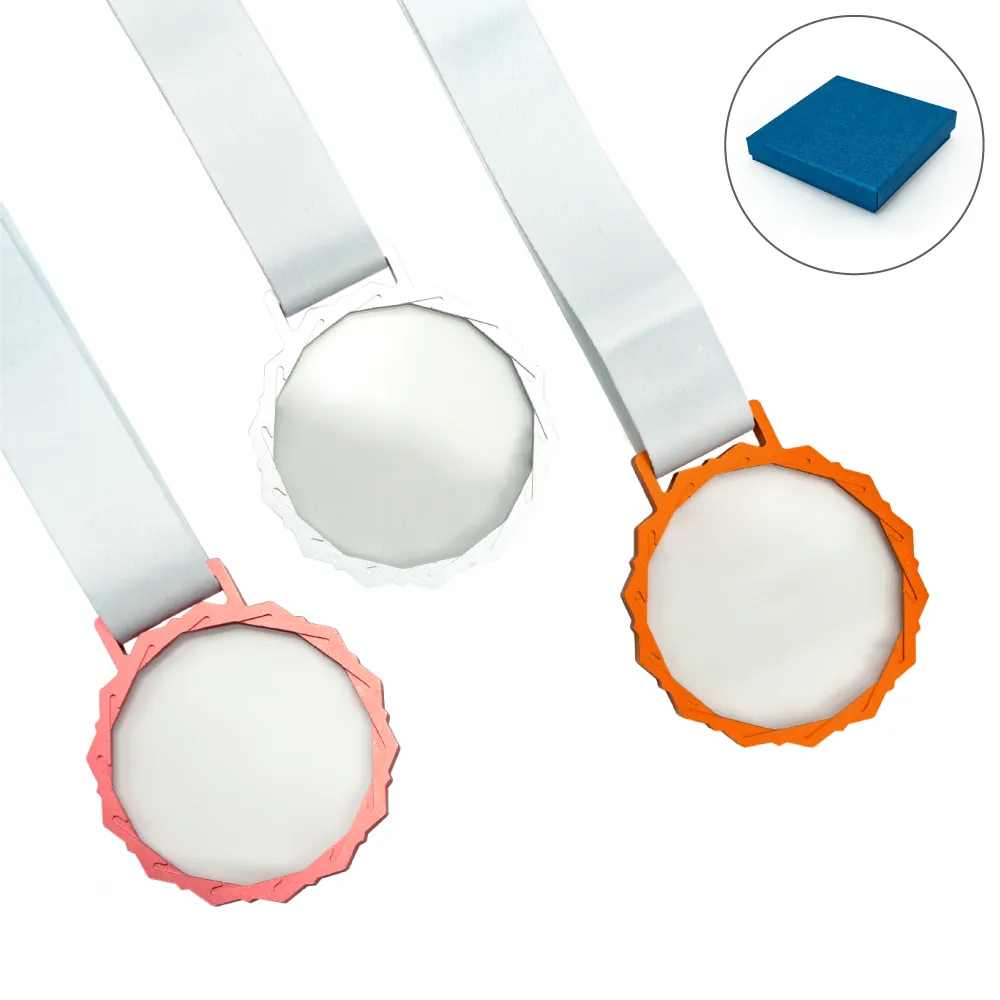 Glass Medals with Metal Frame and 3cm White Ribbon | Promotional Gifts ...
